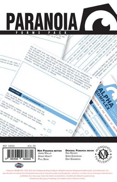 Paranoia RPG: Paranoia Forms Pack – Game Kastle
