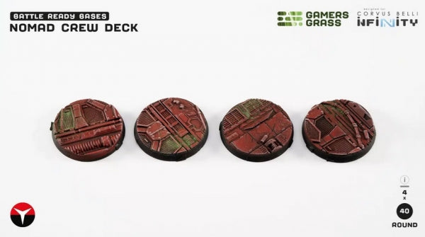Battle Ready Bases: (Infinity) Nomad Crew Deck Bases, Round 40mm (x4 ...